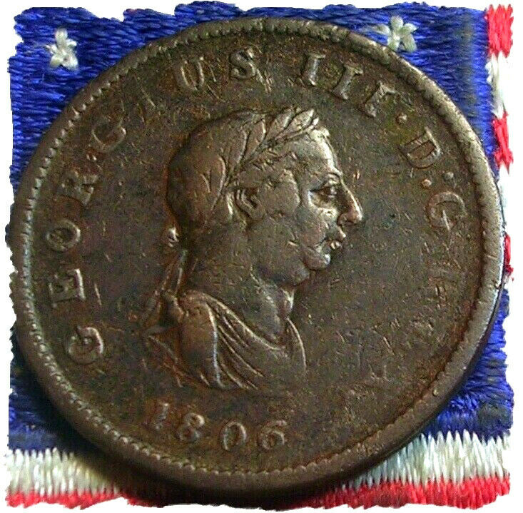 1806 GEORGE III BRITISH HALF PENNY COLONIAL AMERICAN REVOLUTIONARY WAR ...