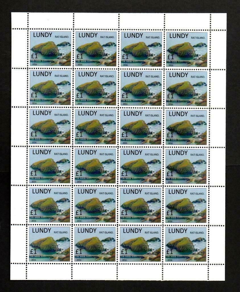LUNDY: SHEET OF 24x UNOFFICIAL LUNDY RAT ISLAND STAMPS UNMOUNTED ...