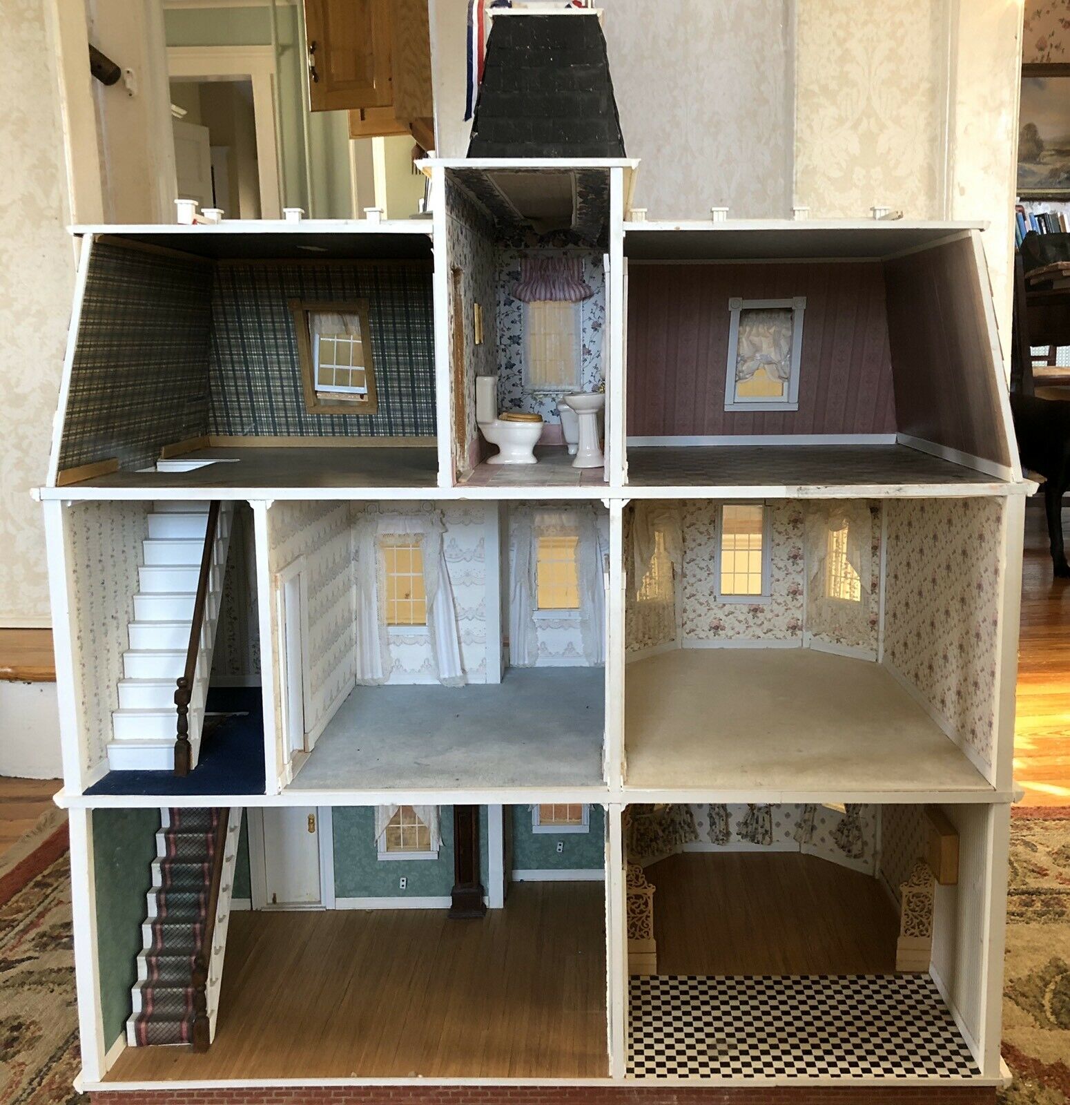 Victorian Colonial Dollhouse Hand Built Rare Needs A Home | #22713963
