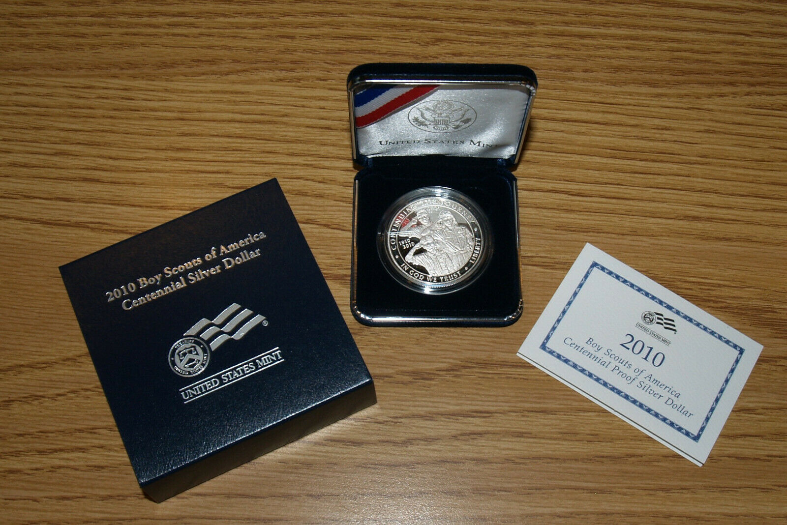 2010 Boy Scouts Of America Centennial Proof Silver Dollar In W/COA ...