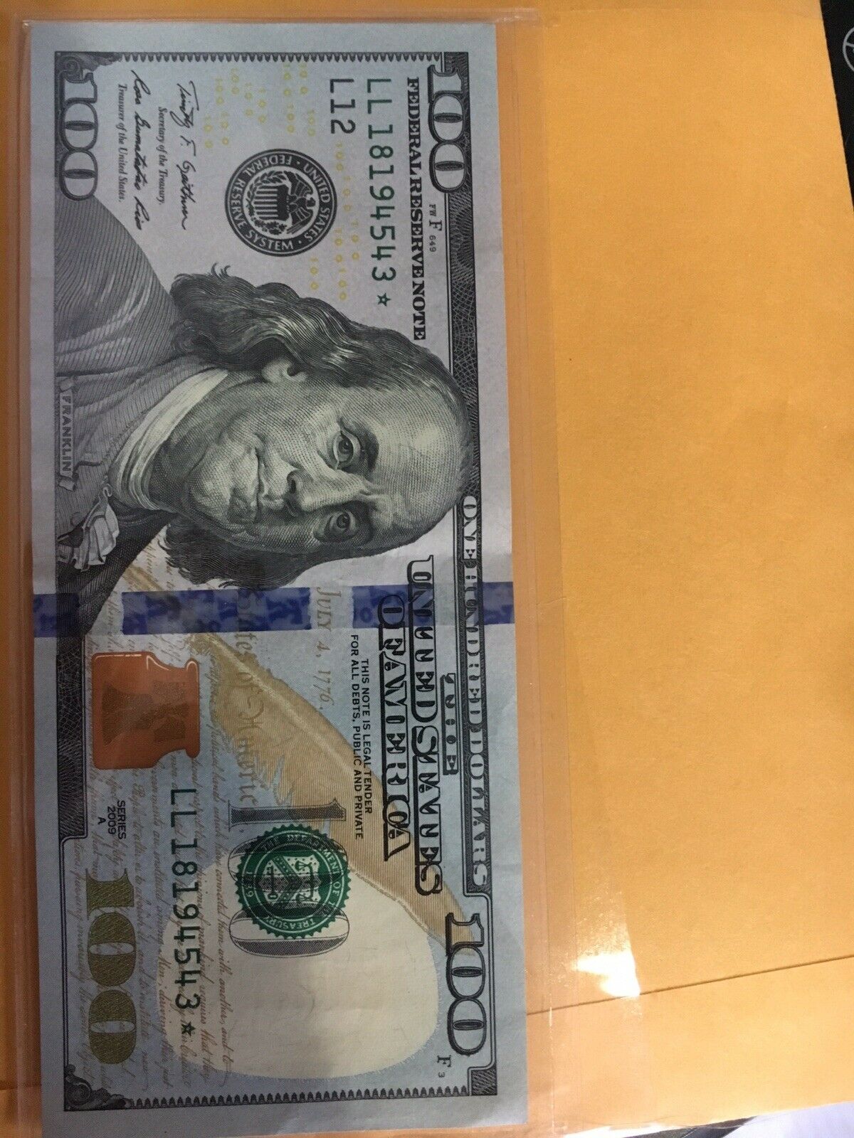 Crisp $100 Dollar Bill From 2009 Series A Star Note. | #22495162