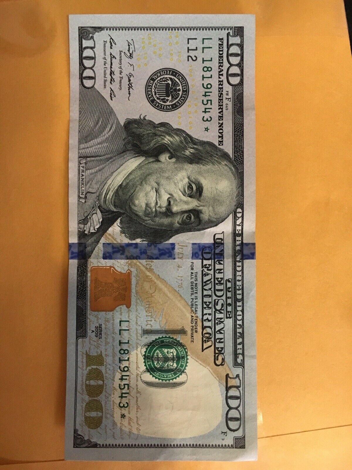 Crisp $100 Dollar Bill From 2009 Series A Star Note. | #22495162