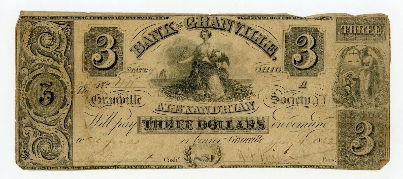 1800 ' S $3 The Granville Alexandrian Society (Bank Of Granville, 1st ...