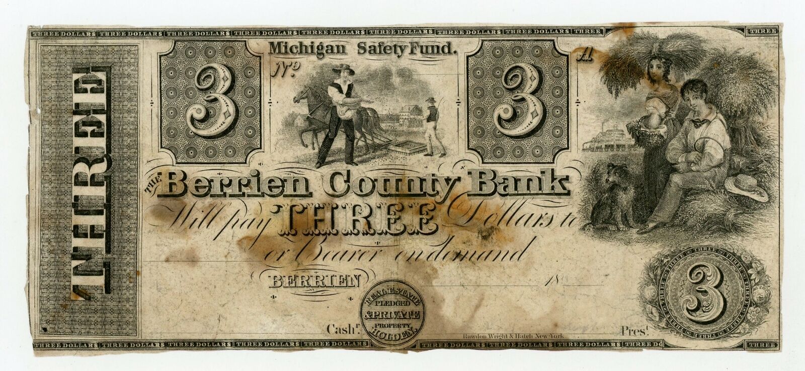 1800 ' S $3 The Berrien County Bank - Berrien, MICHIGAN Note | #22475938