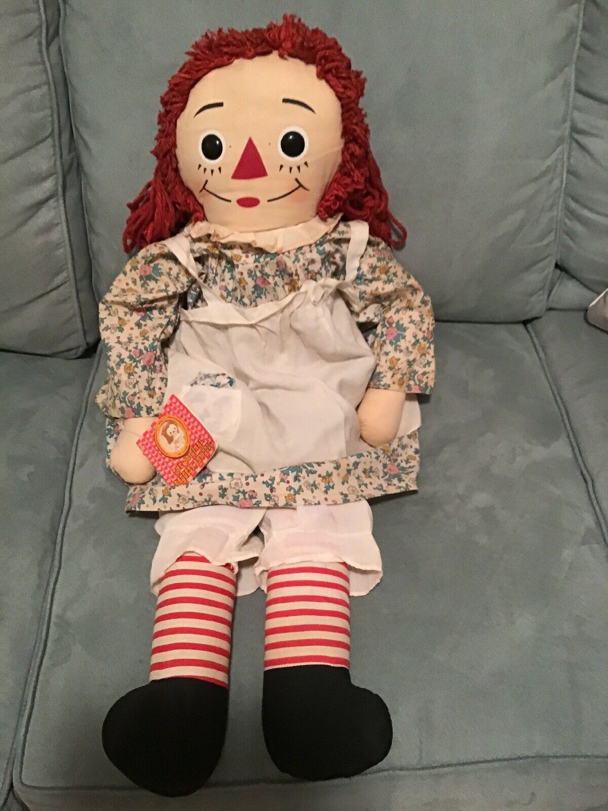 Rare Large Vintage Knickerbocker Raggedy Ann 30 " Doll In Floral Dress ...