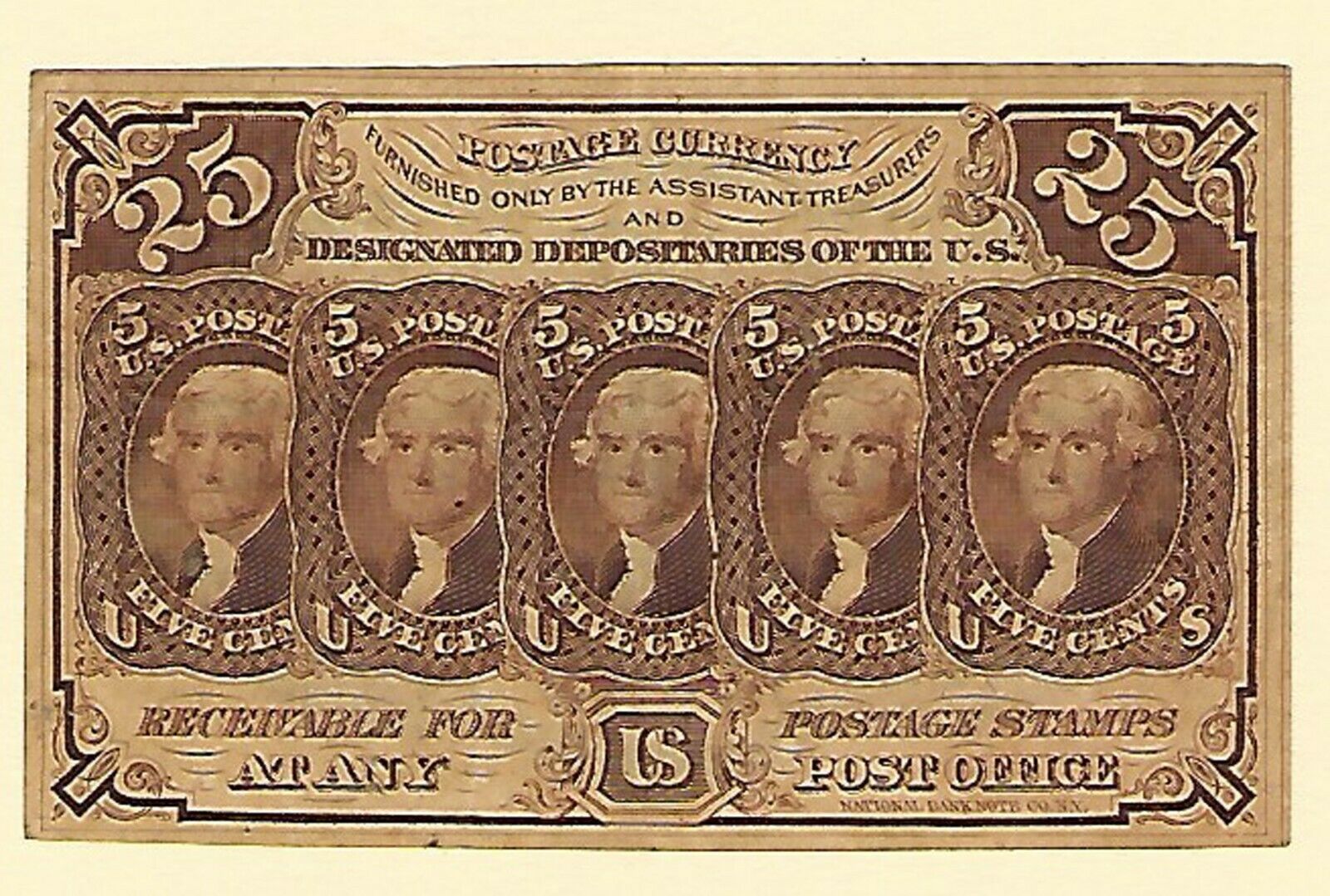 Civil War Era Fractional Currency Postage 25c Stamp 1st Issue Jefferson ...