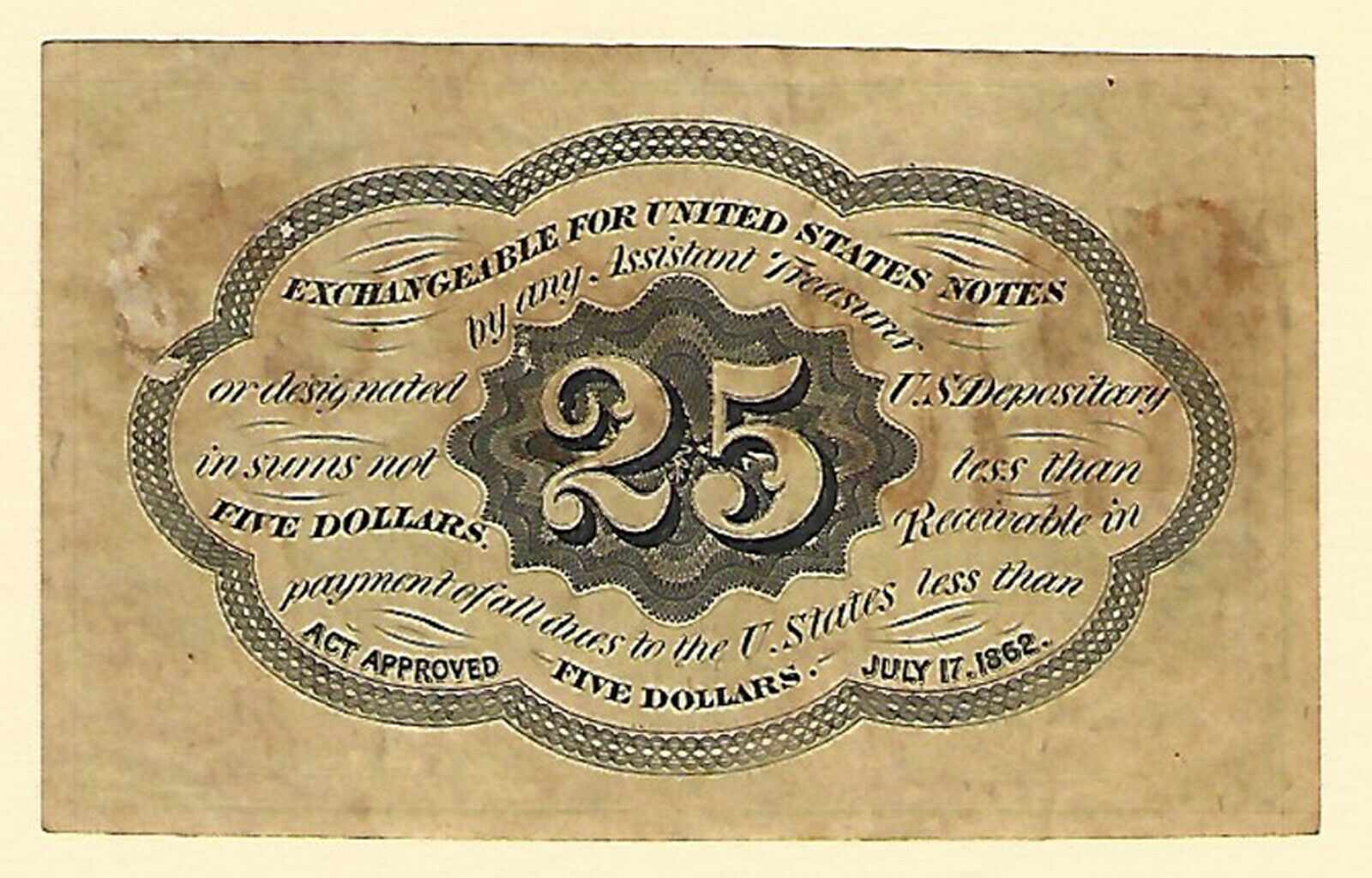 Civil War Era Fractional Currency Postage 25c Stamp 1st Issue Jefferson ...